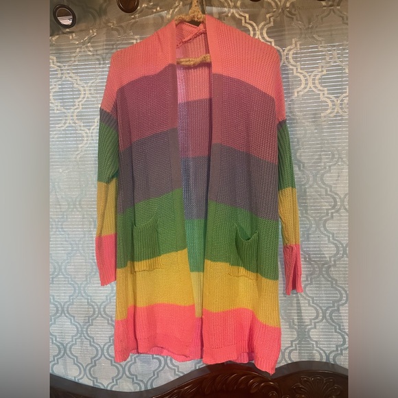vestido’s | Sweaters | Pastel Multicolor Long Cardigan Sweater Womens ...